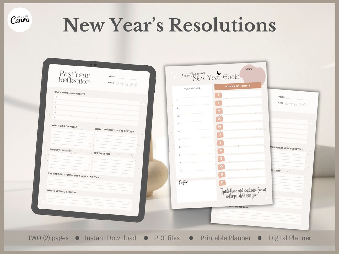 Digital Planner for New Year Resolution Planner 2024 Printable Planner ...