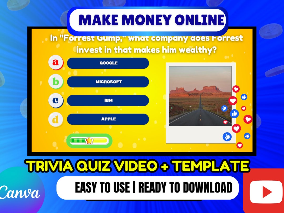 Make Money Online Faceless Quiz Channel Youtube Trivia Video Canva ...