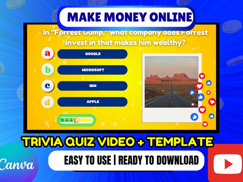 Make Money Online Faceless Quiz Channel Youtube Trivia Video Canva ...