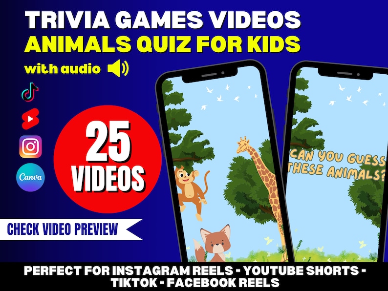 Trivia for Kids Quiz Video Bundle Animal Facts Niche | Tiktok Facebook ...