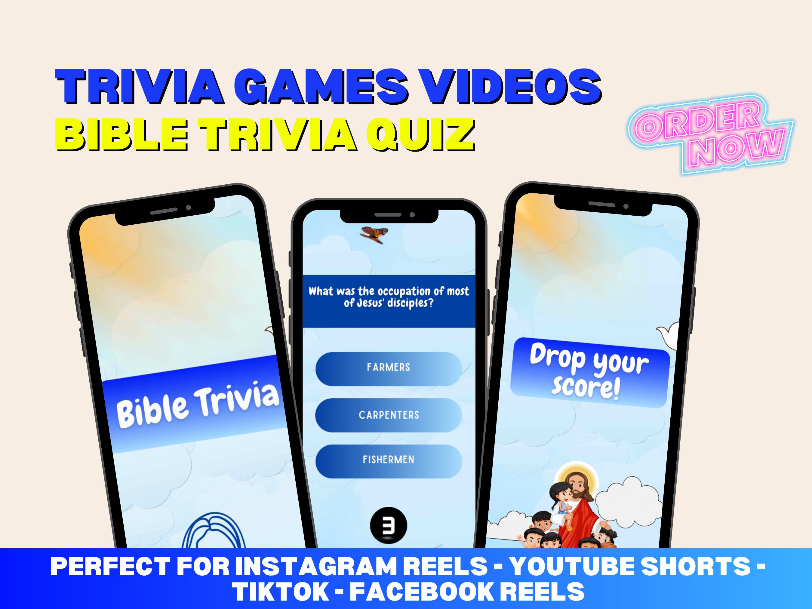 NEW Bible Trivia Quiz Video Bundle, Bible Niche | Tiktok Facebook ...