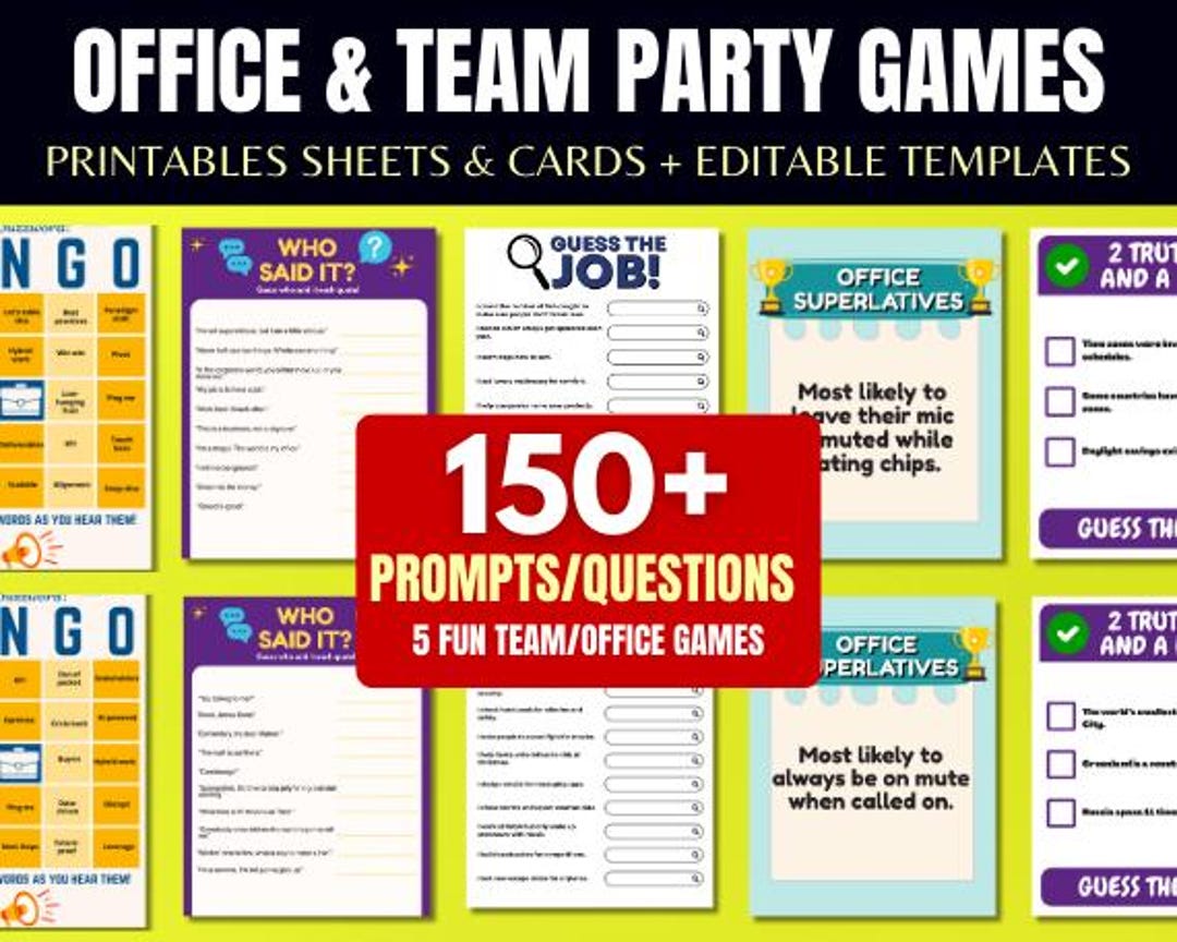 Office Party Games | 150+ Team Building Prompts, Printable Cards ...