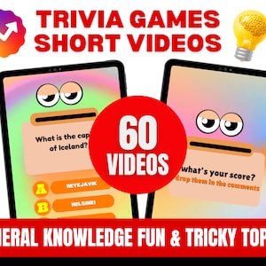60 Trivia Quiz Short Videos | Social Media Content | Canva Template and ...