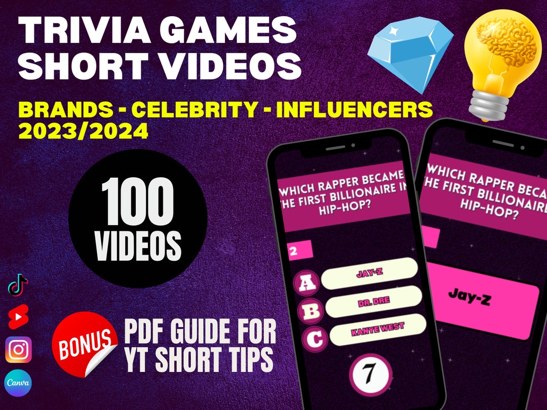 Viral Trivia Games Video Bundle Celebrity, Influencer, and Brands Niche ...