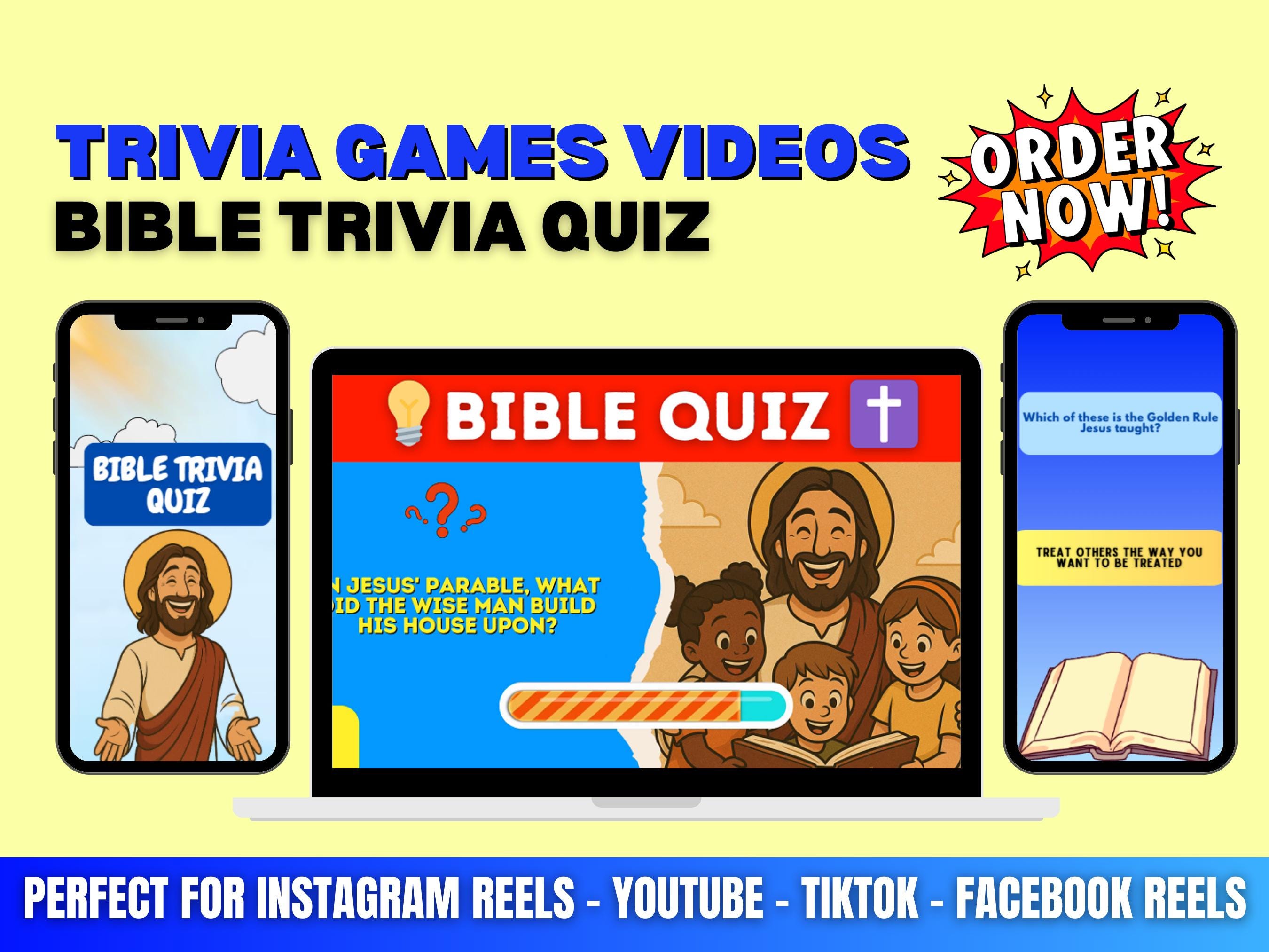 NEW Bible Trivia Quiz Video Pack, Bible Niche | Tiktok Facebook ...