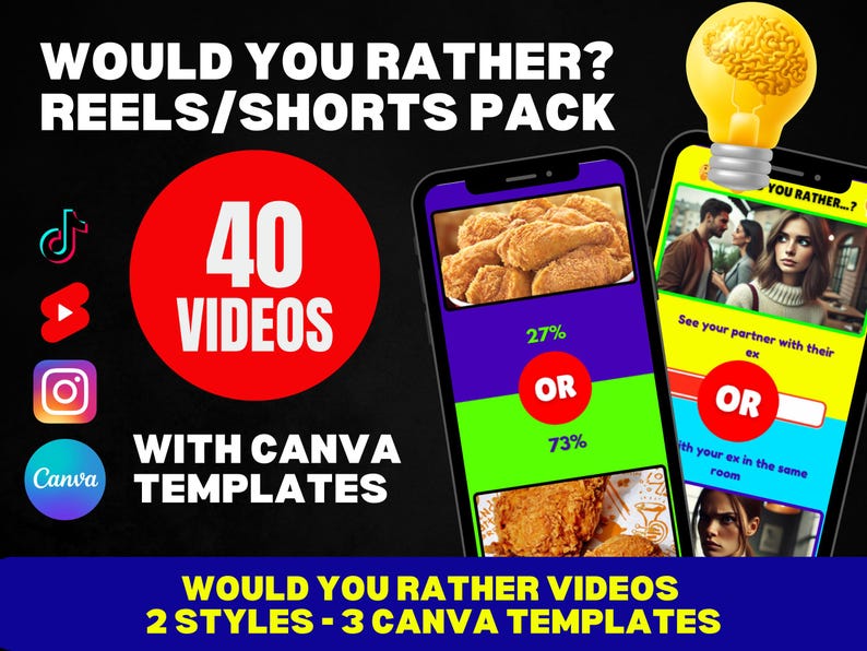 40+ Would You Rather Trivia Videos | Social Media Content | Canva ...