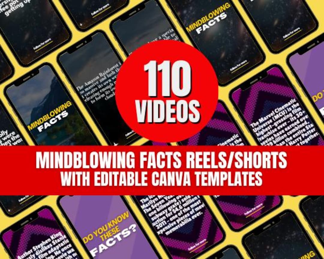 110 Mind-blowing Facts Reels | Canva Templates With PLR MRR - Etsy