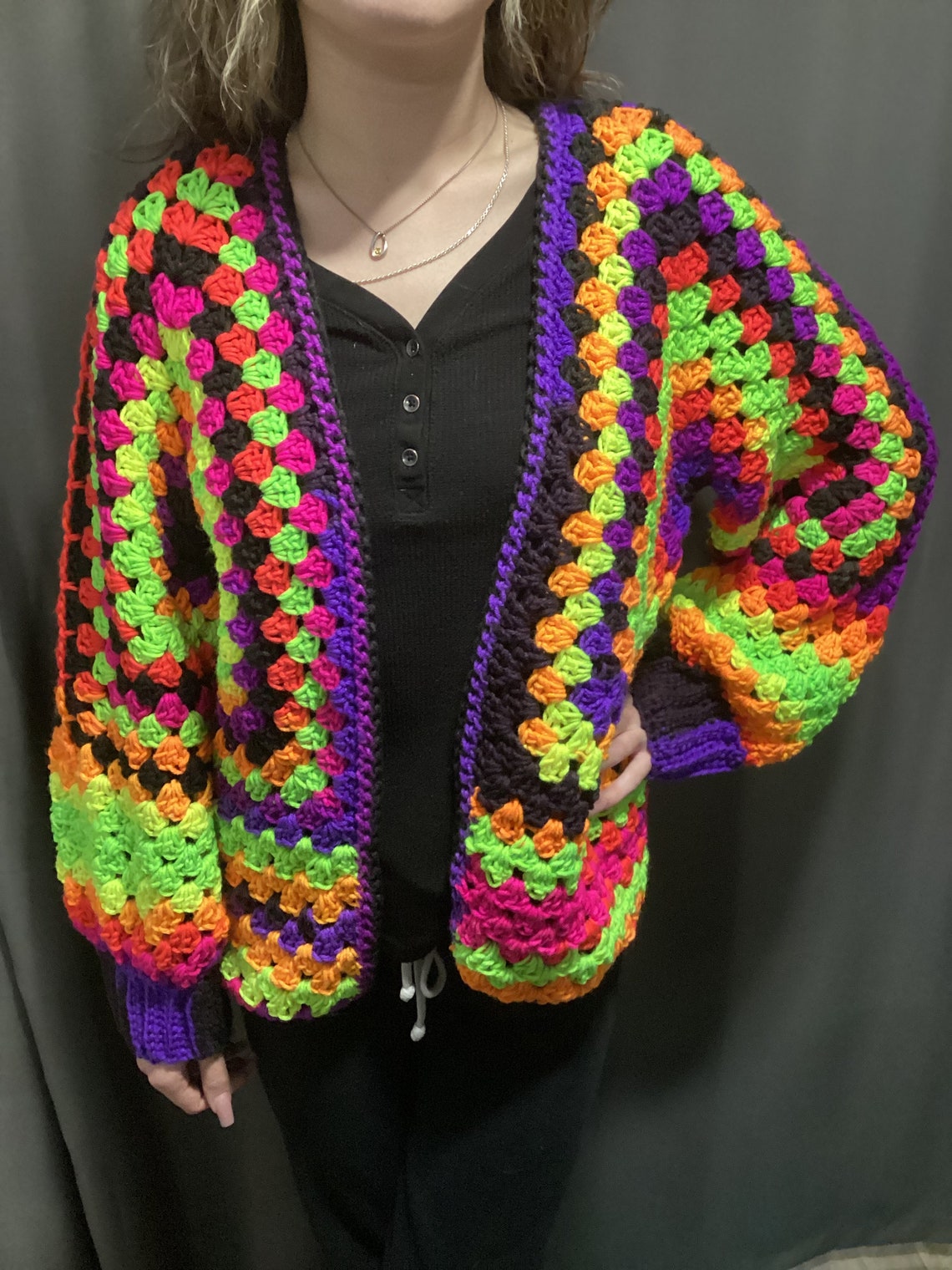 Neon Crochet Cardigan - Etsy