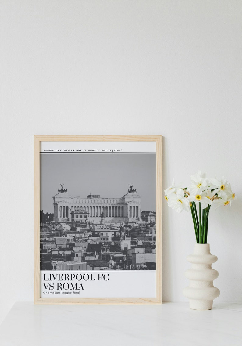 Champions League Final Poster, Liverpool FC Vs Roma 1984 Rome, Football ...