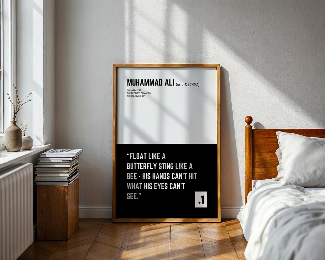 Muhammad Ali Boxing Poster Record Print Quote - Float Like A Butterfly ...