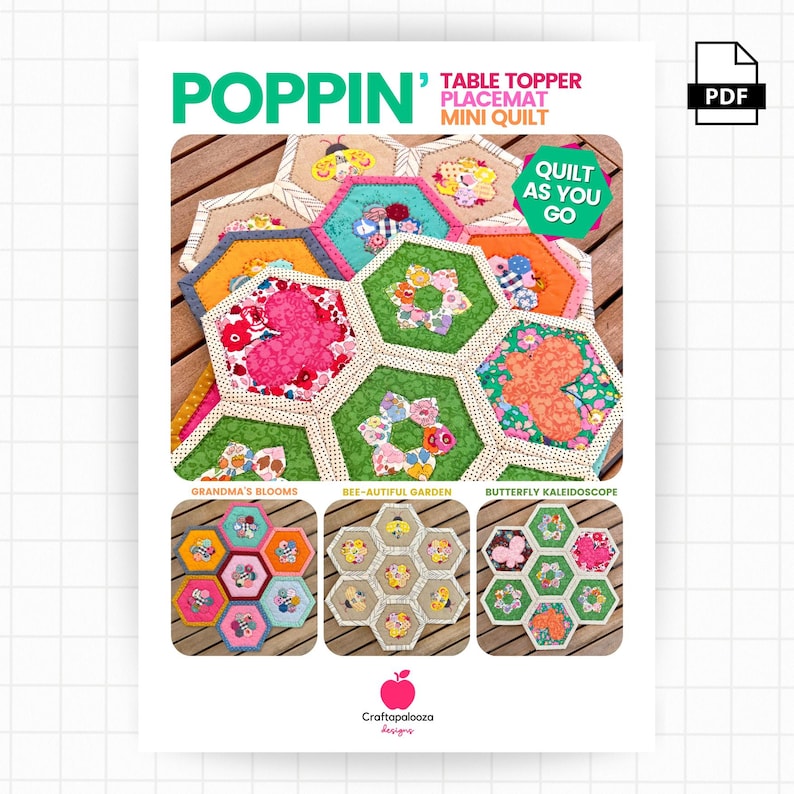 QAYG Hexie Table Topper PDF Pattern: English Paper Piecing & Applique ...