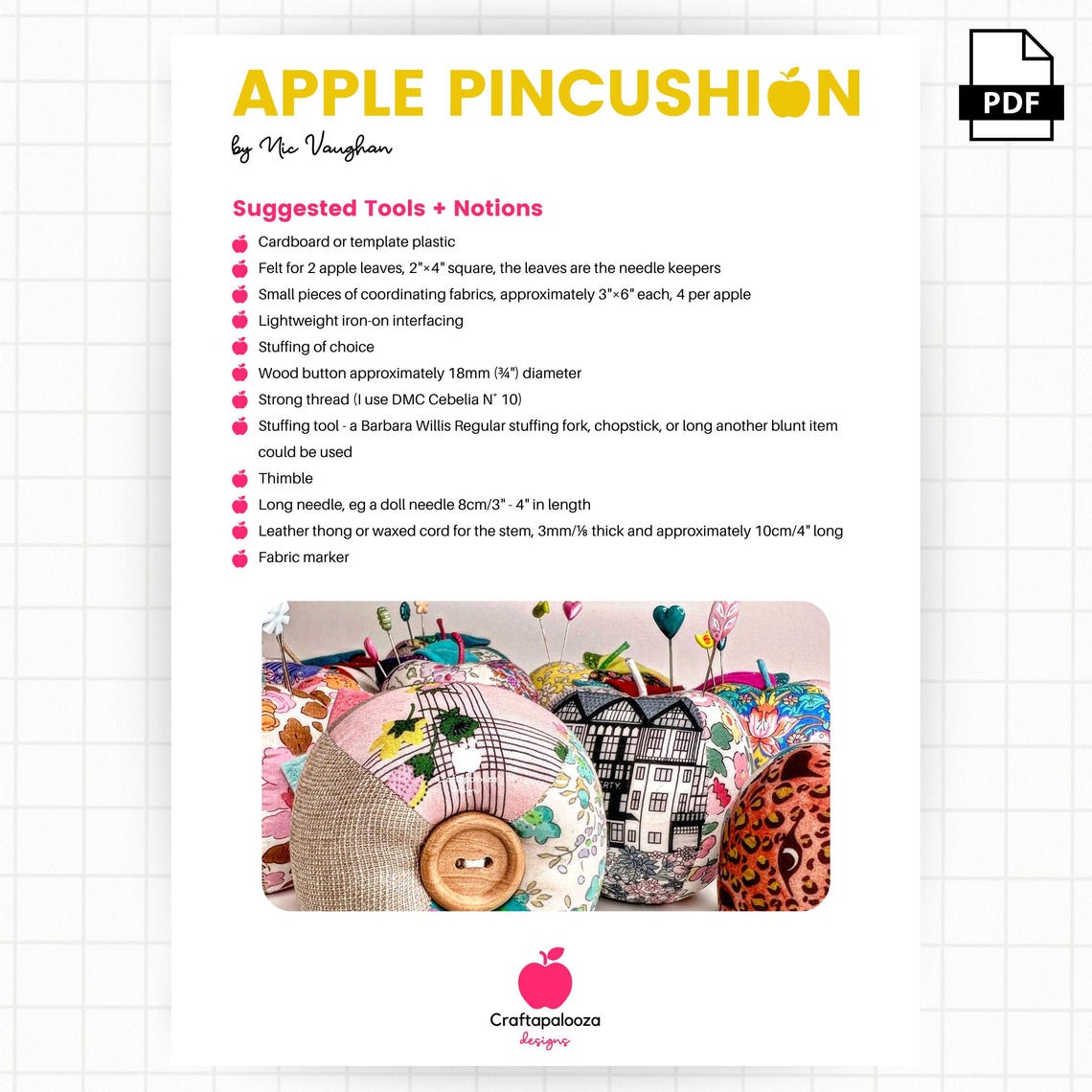 PDF PATTERN: Apple Pin Cushion Pattern - Pin Cushion Pattern, Pin ...