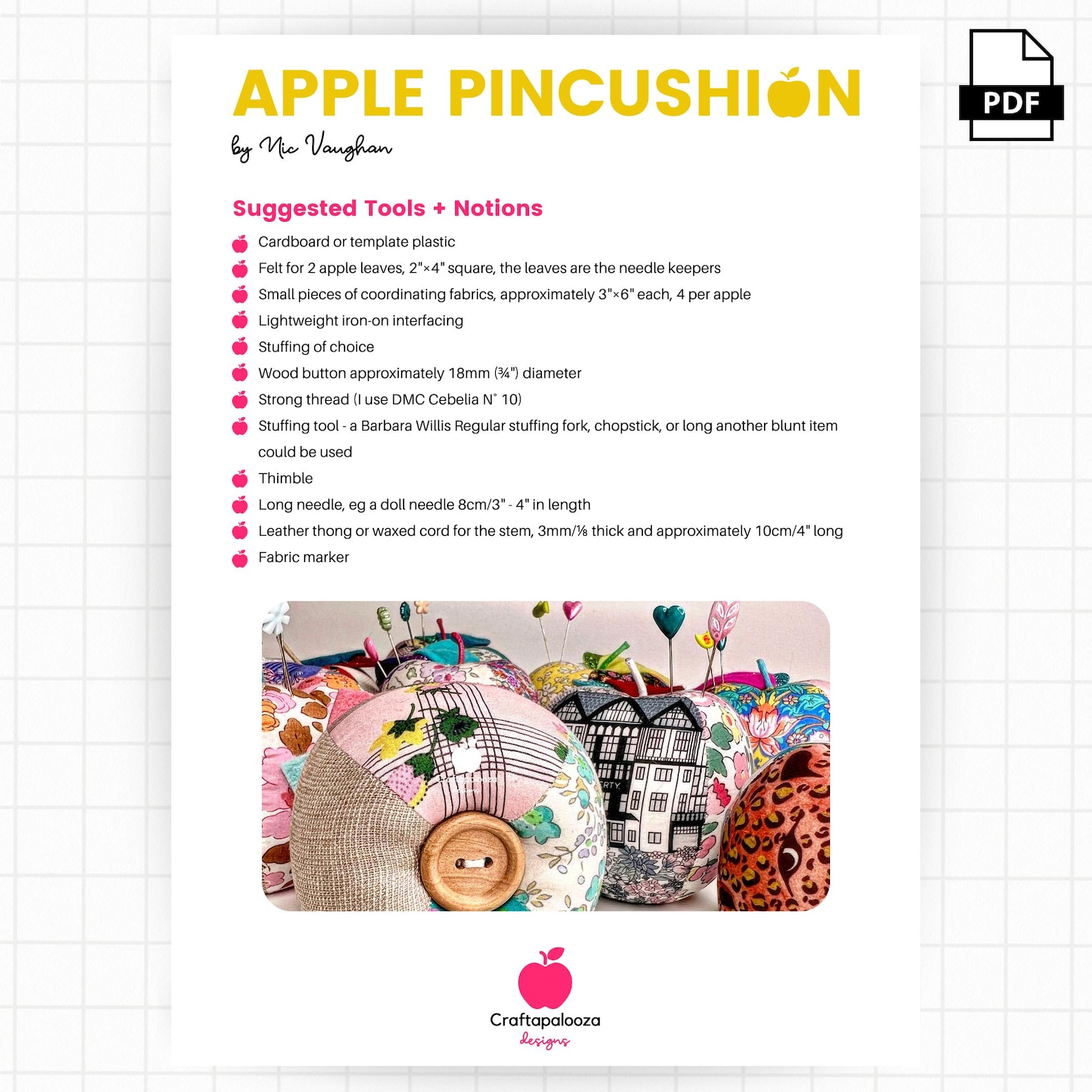 PDF PATTERN: Apple Pin Cushion Pattern - Pin Cushion Pattern, Pin ...