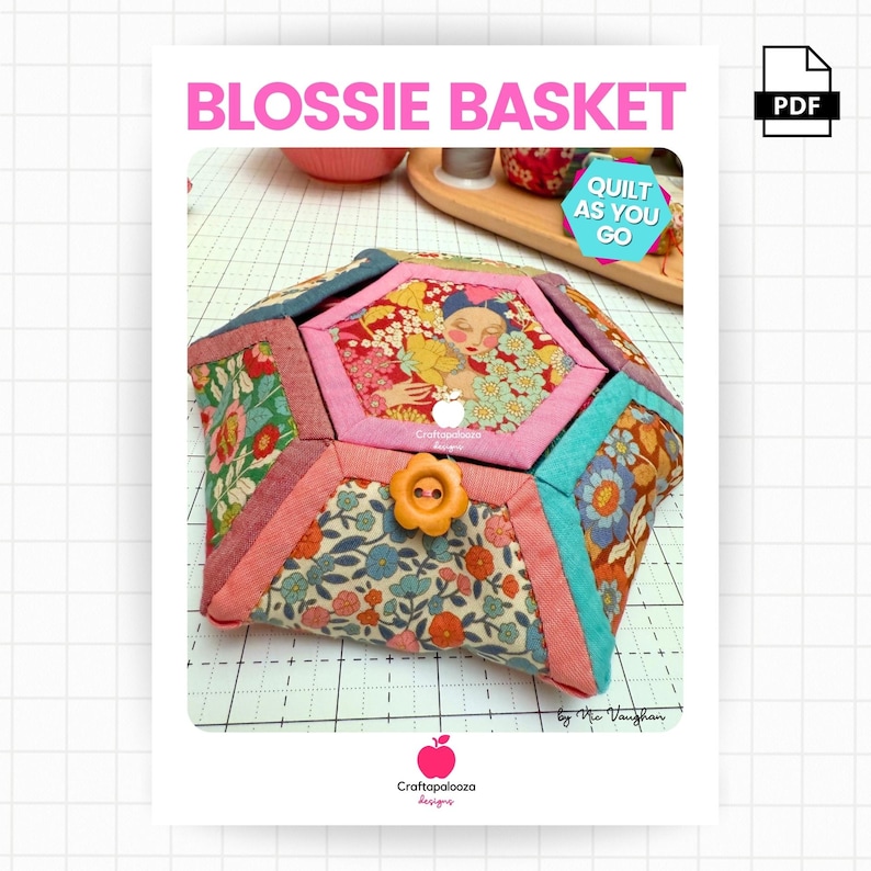 Blossie Basket PDF Pattern: Quilt-as-you-go Hexie Bowl - Etsy
