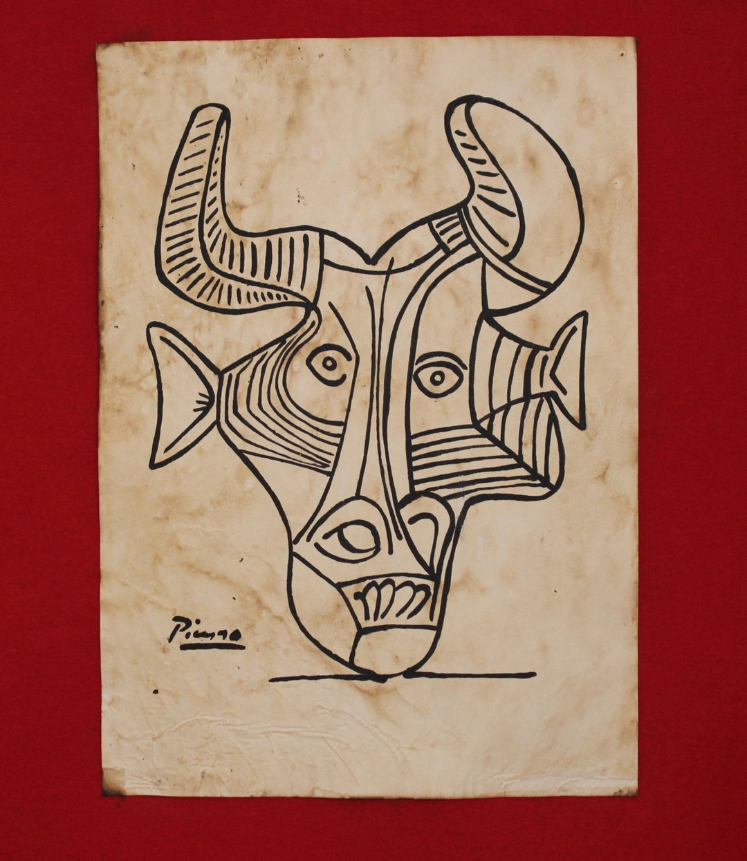 Old Drawing by Pablo Picasso handmade With His Stamp on Old Paper - Etsy