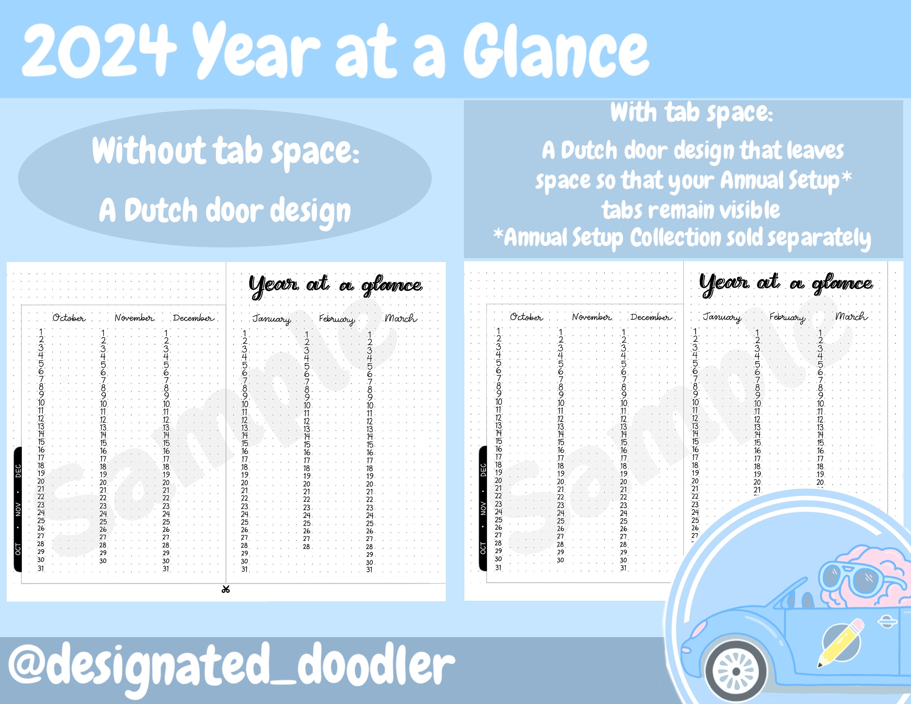 2024 Year at a Glance Printable - Etsy
