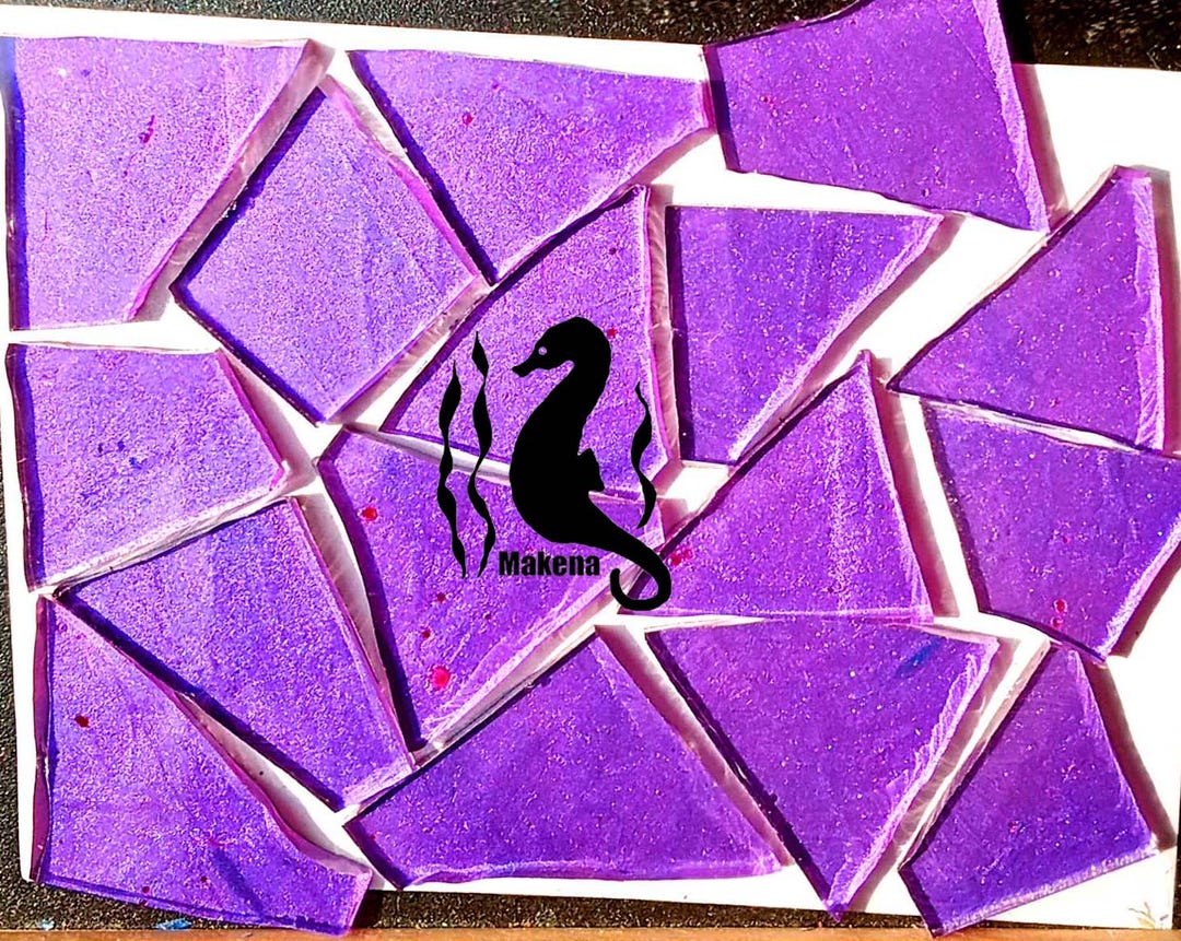 Mosaic Glass. Purple Metallic Mosaic Glitter Glass Tile Pieces for Crafting Mosaic Art. Opaque ...