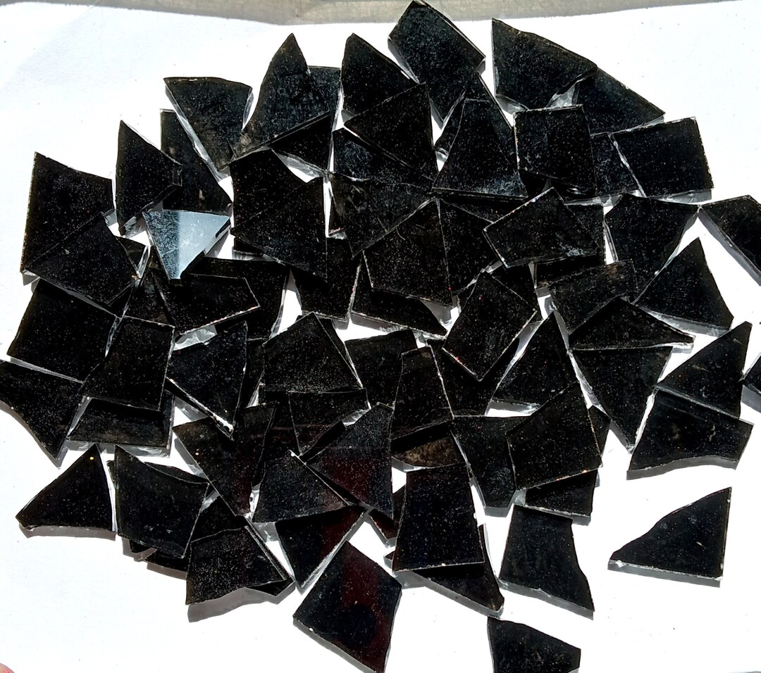 Metallic Black Mosaic Glitter Glass Tile Pieces Made by Makena Mosaic ...