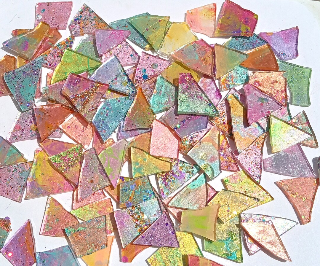 Pastel Metallic Mosaic Glass Tile Pieces for Crafting Mosaic Art. Soft ...