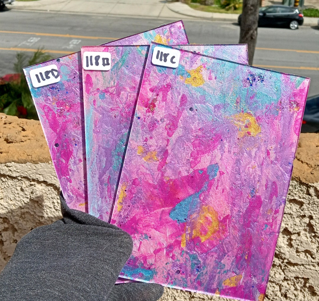Pink Multi-color Glass Sheets Made by Makena Tile, Opaque, for Crafting ...