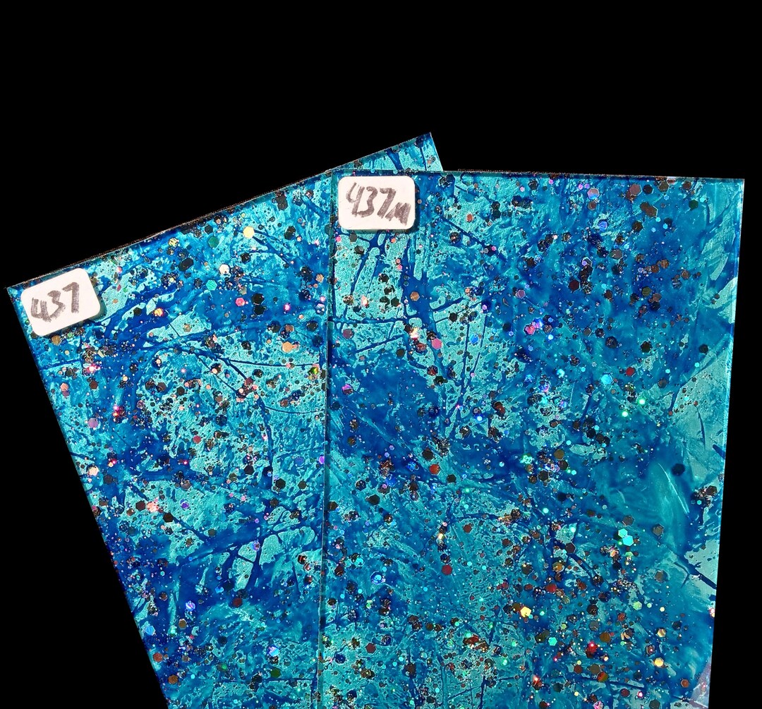 Metallic Blue Multicolor Glass Sheet for Cutting Into Mosaic Glitter ...