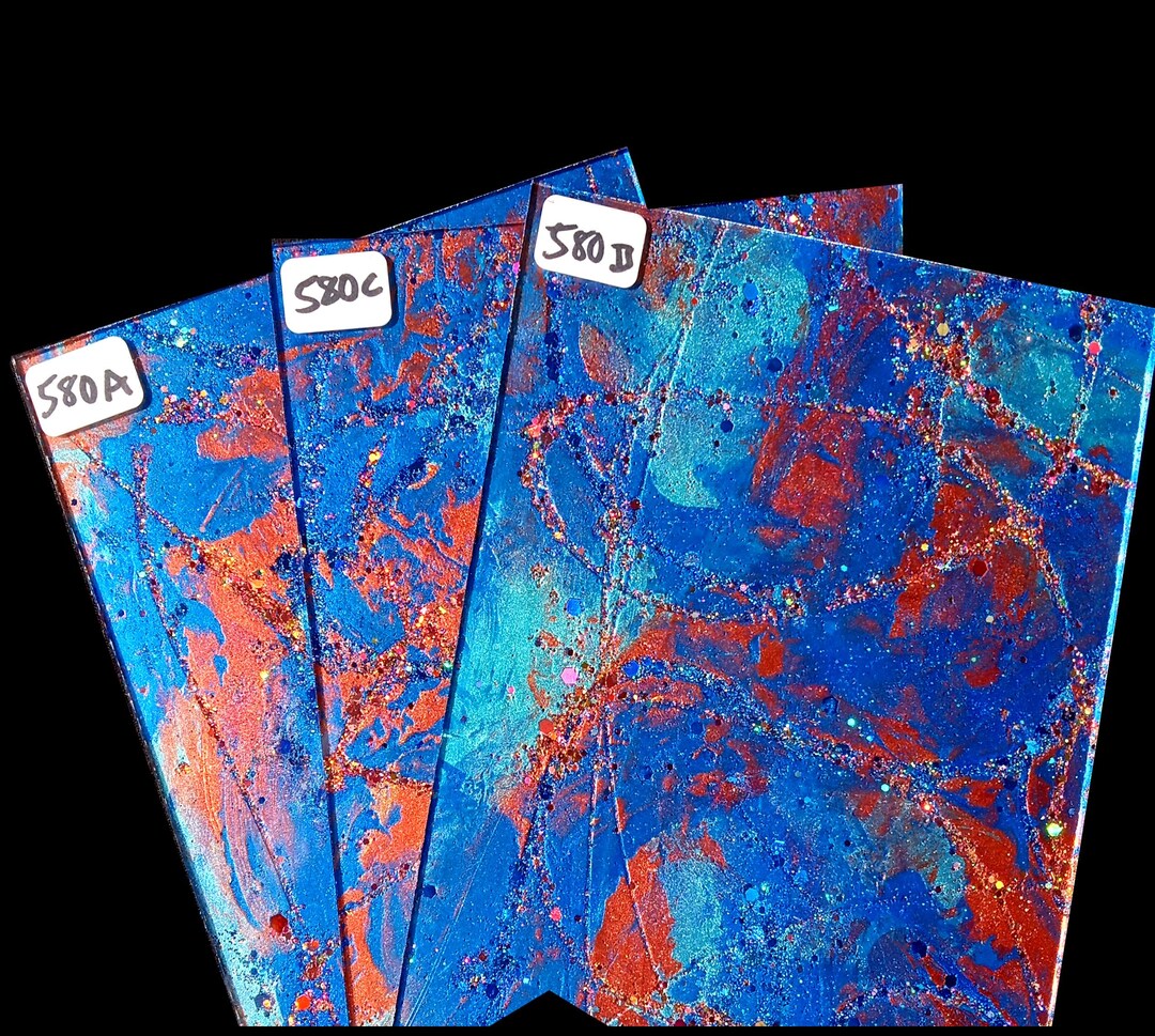Metallic Blue Orange Mosaic Glitter Glass Sheets for Cutting Out Shapes ...