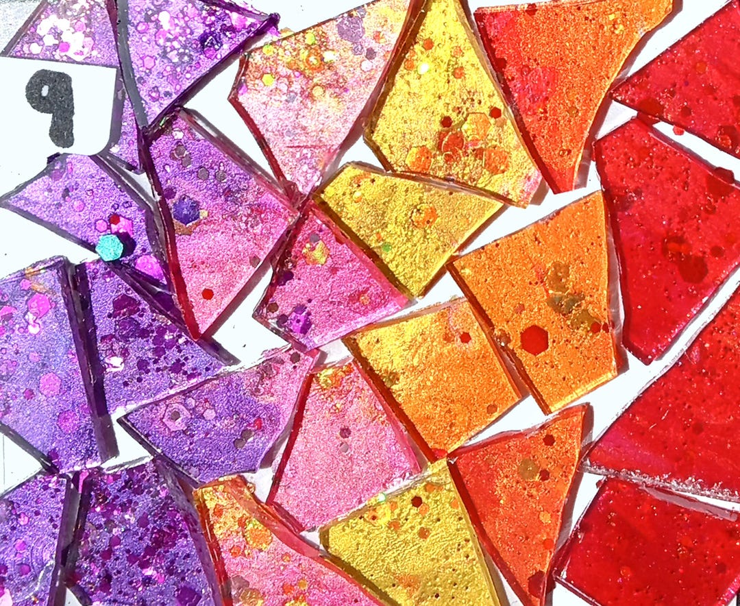 Mosaic Tile. SUNSET Metallic Glitter Glass Tile Pieces for Making ...