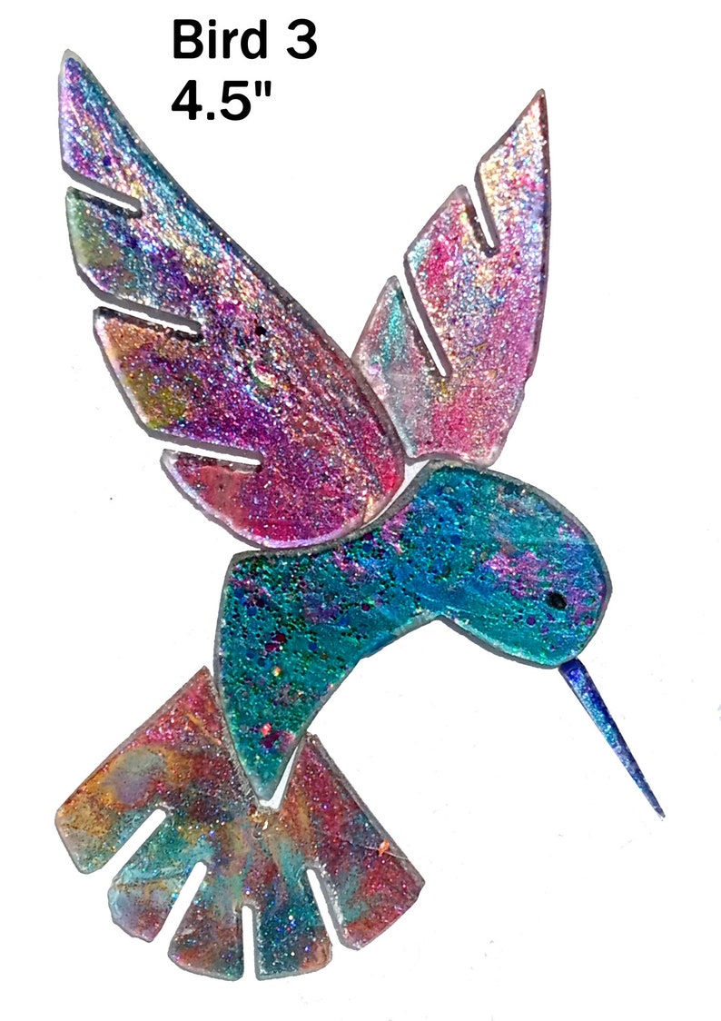 Hummingbirds Pre-cut Shapes Glittery Metallic Mosaic Glass Tiles Made ...