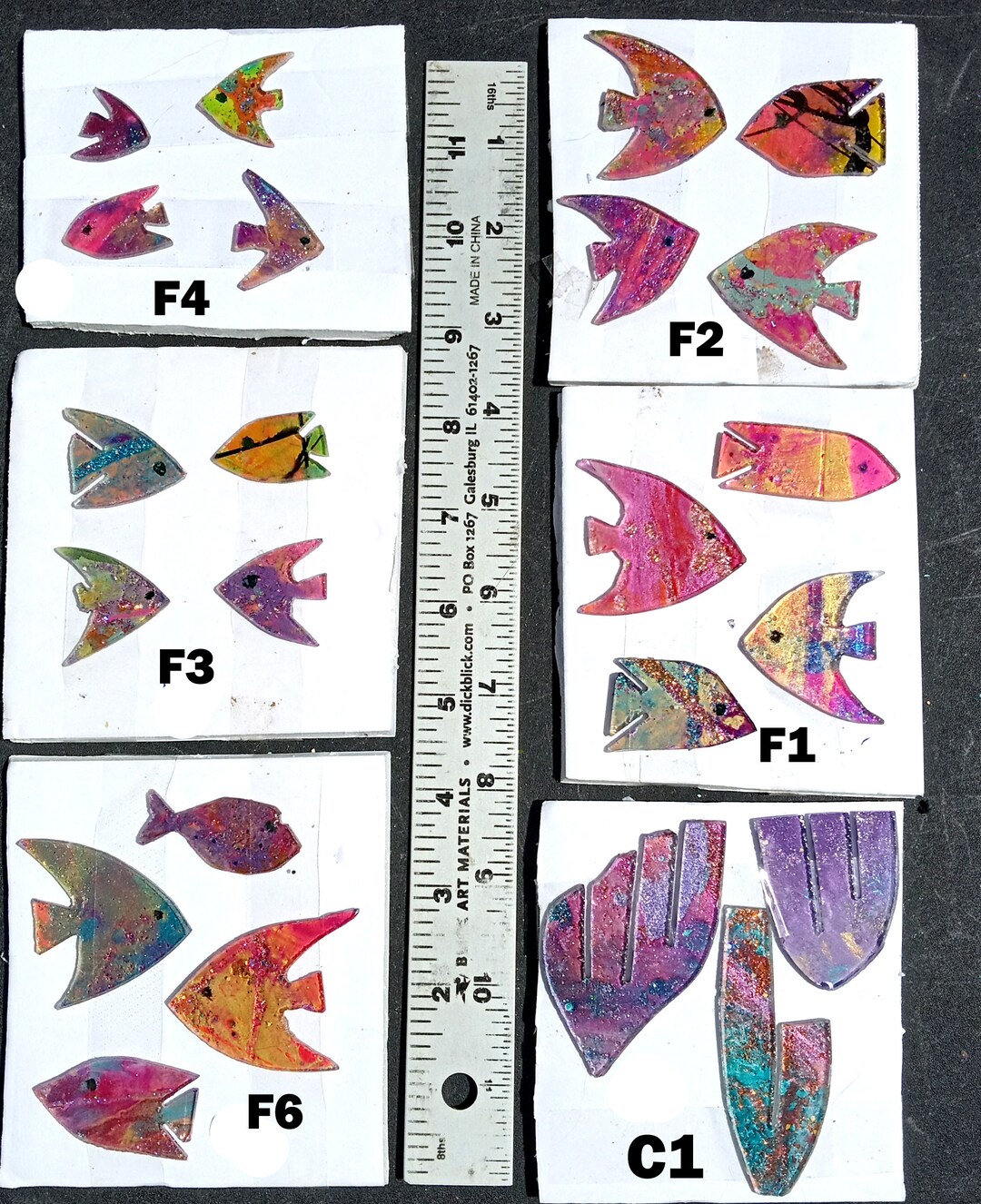 Mosaic Glass Fish Tiles. Pre Cut Shapes for Mosaic Crafting. Glittery ...