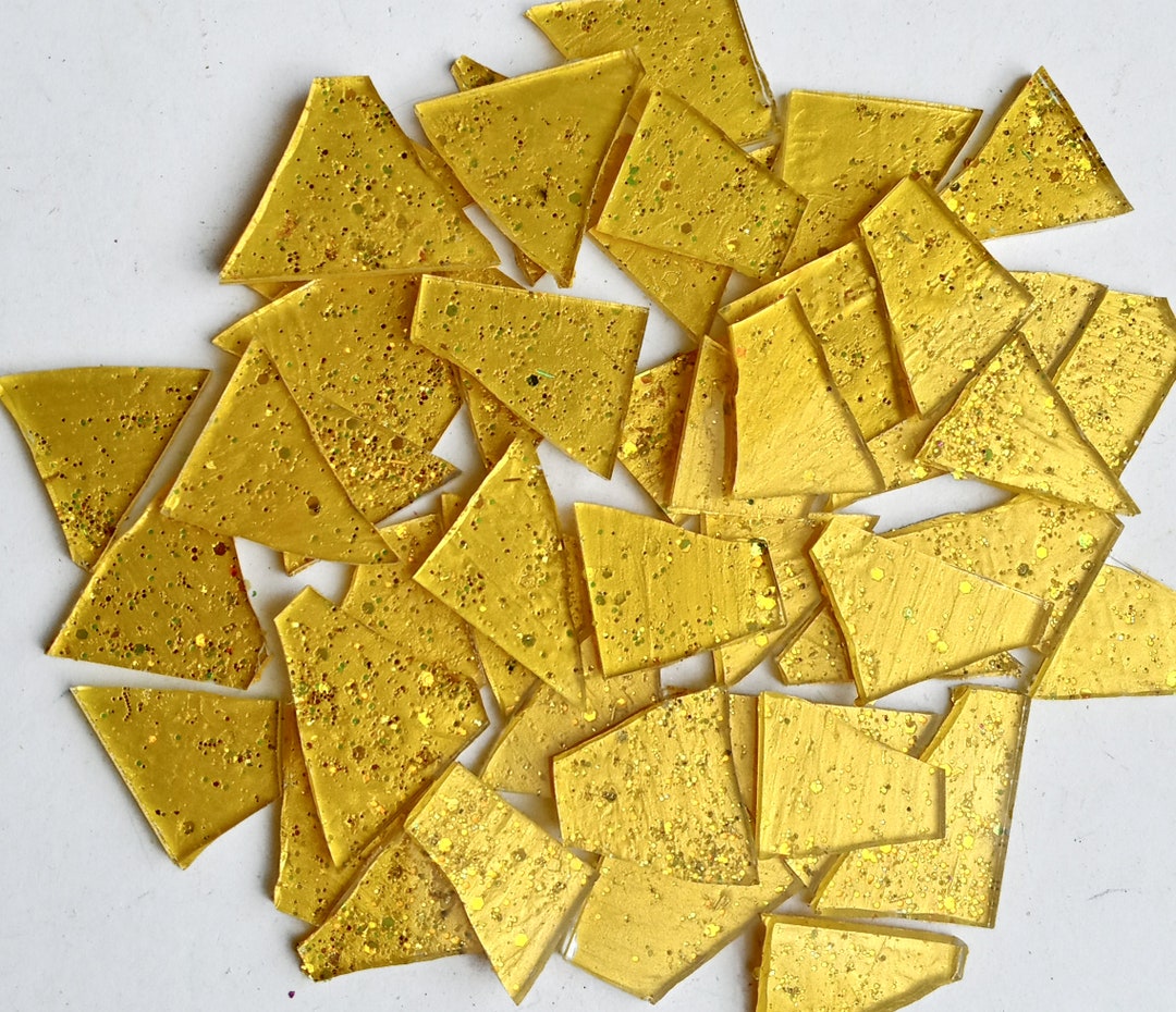 Gold Mosaic Tile. Metallic Glitter Glass Tile Pieces for Making Mosaic ...