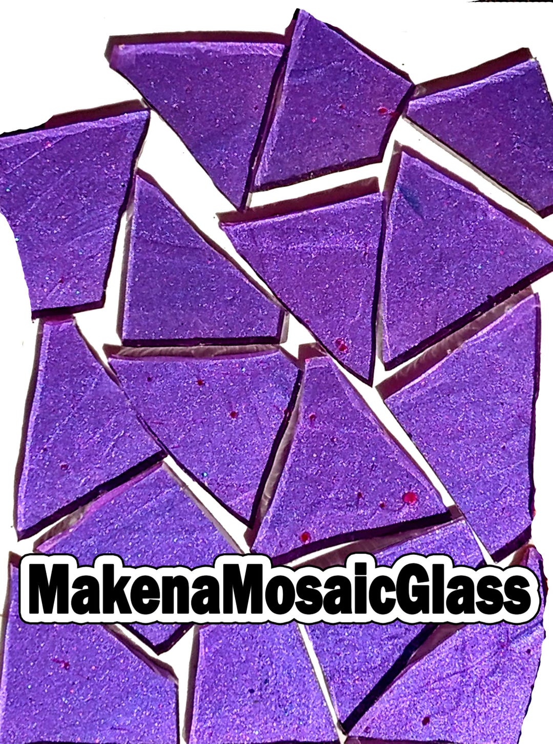 Mosaic Glass. Dark Purple Glitter Glass Tile Pieces for Crafting Mosaic ...