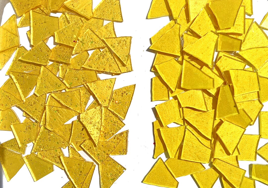 Yellow Metallic Mosaic Glass Tile Pieces for Crafting Mosaic Art. Made ...