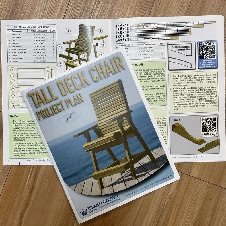 Tall Deck Chair Project Plan - Etsy