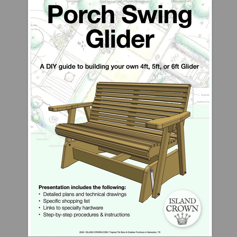 Porch Swing Glider Plans | 4ft, 5ft & 6ft - Etsy