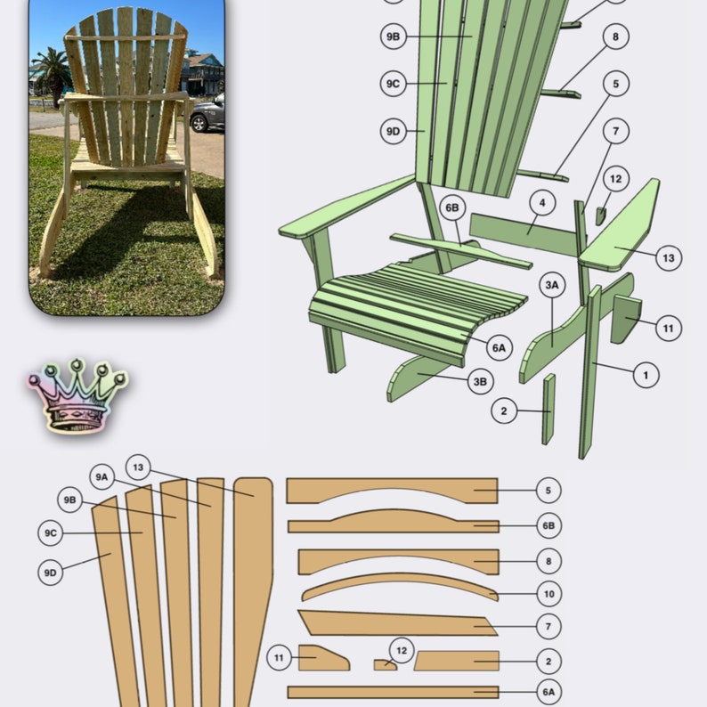 GIANT Adirondack Chair Plans - Etsy
