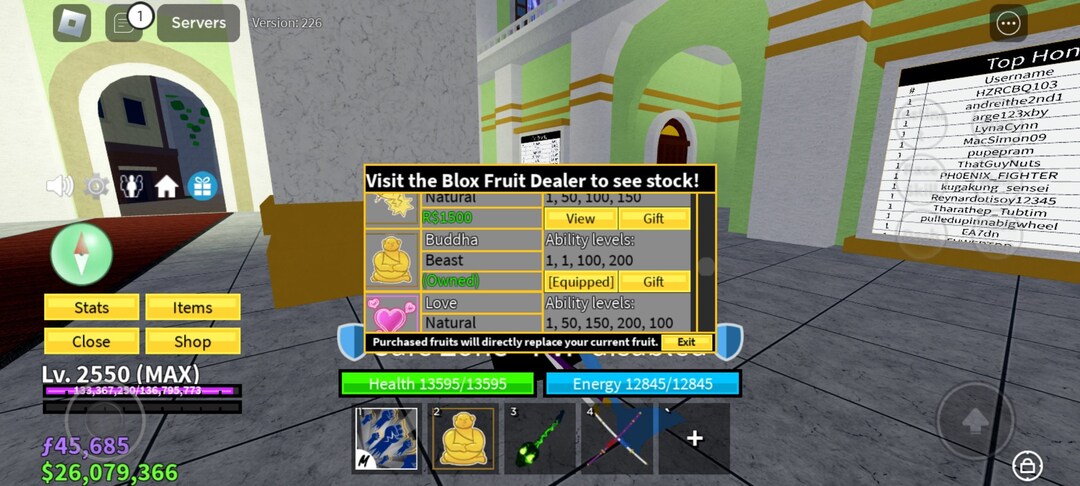 Blox Fruit Max Lvl PERM Buddha x3 GamePass Shark v4 - Etsy France