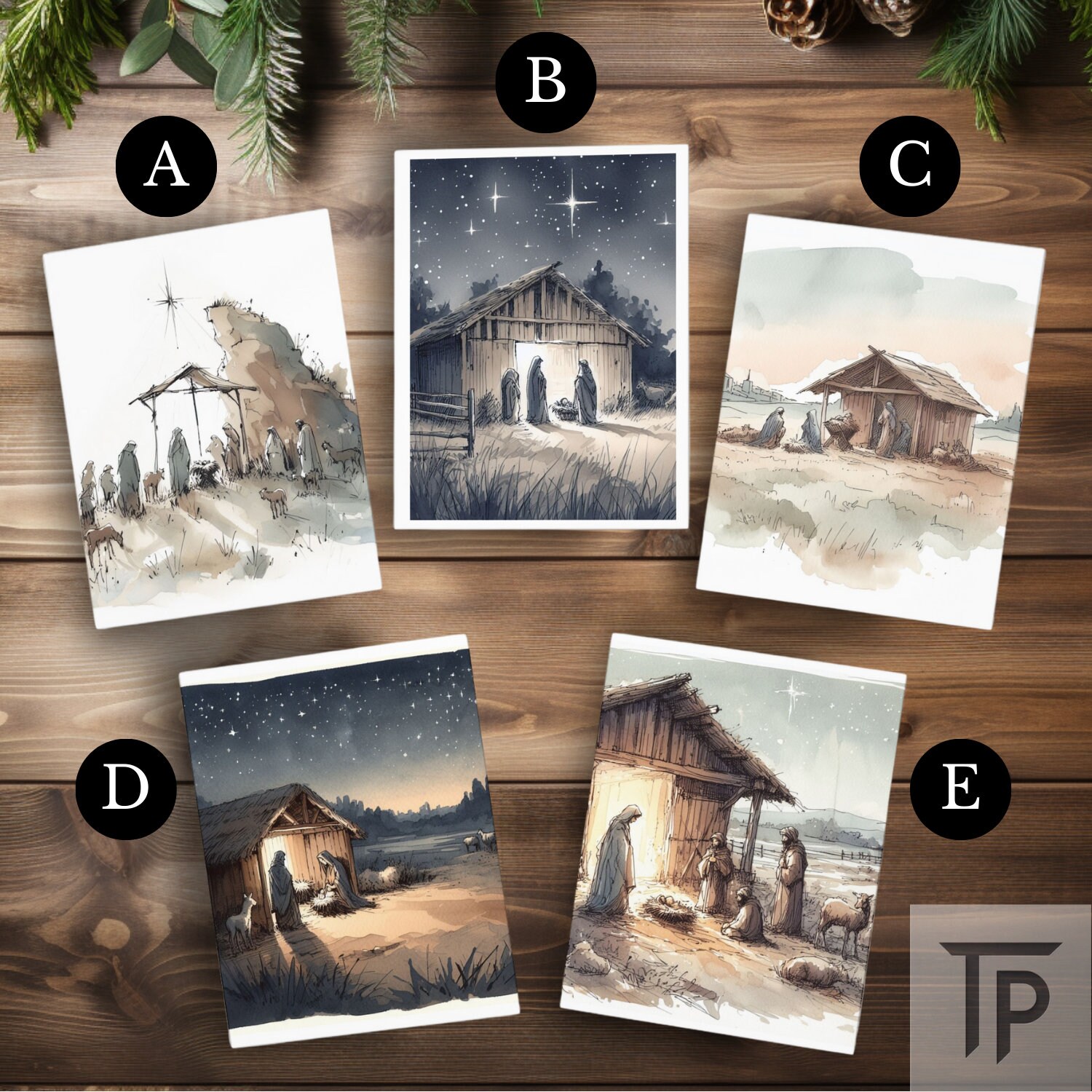 Nativity Scene Cards Variety | Watercolor Art Style | Christmas Cards ...