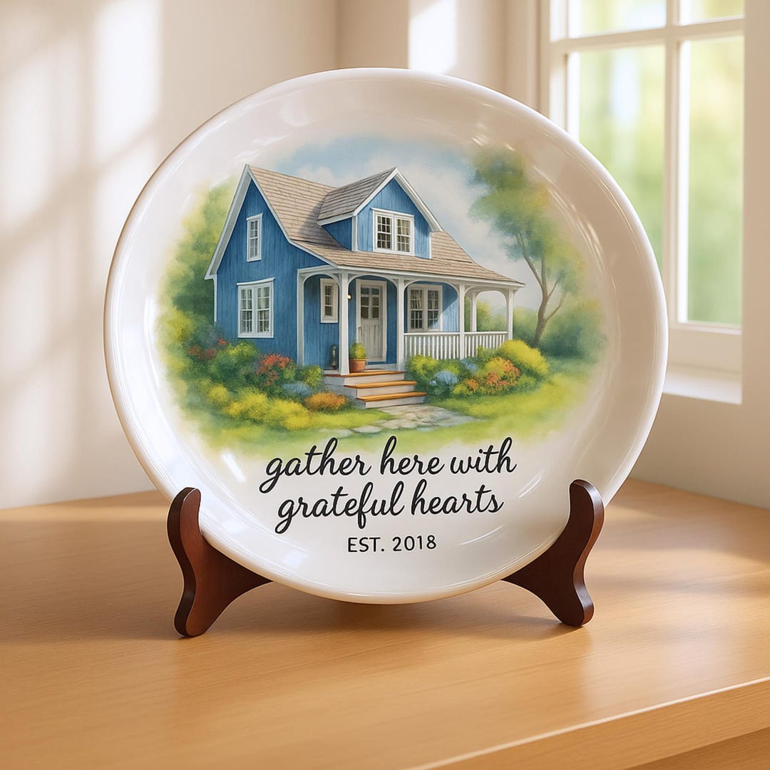 Custom Watercolor House Portrait Plate – Personalized Home Photo Gift ...