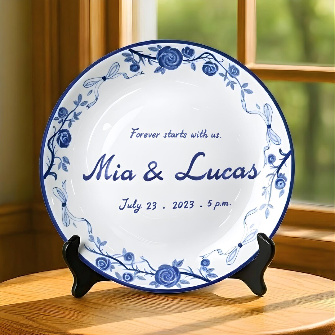 Personalized Wedding Plate, Custom Bride and Groom Gift, Anniversary ...
