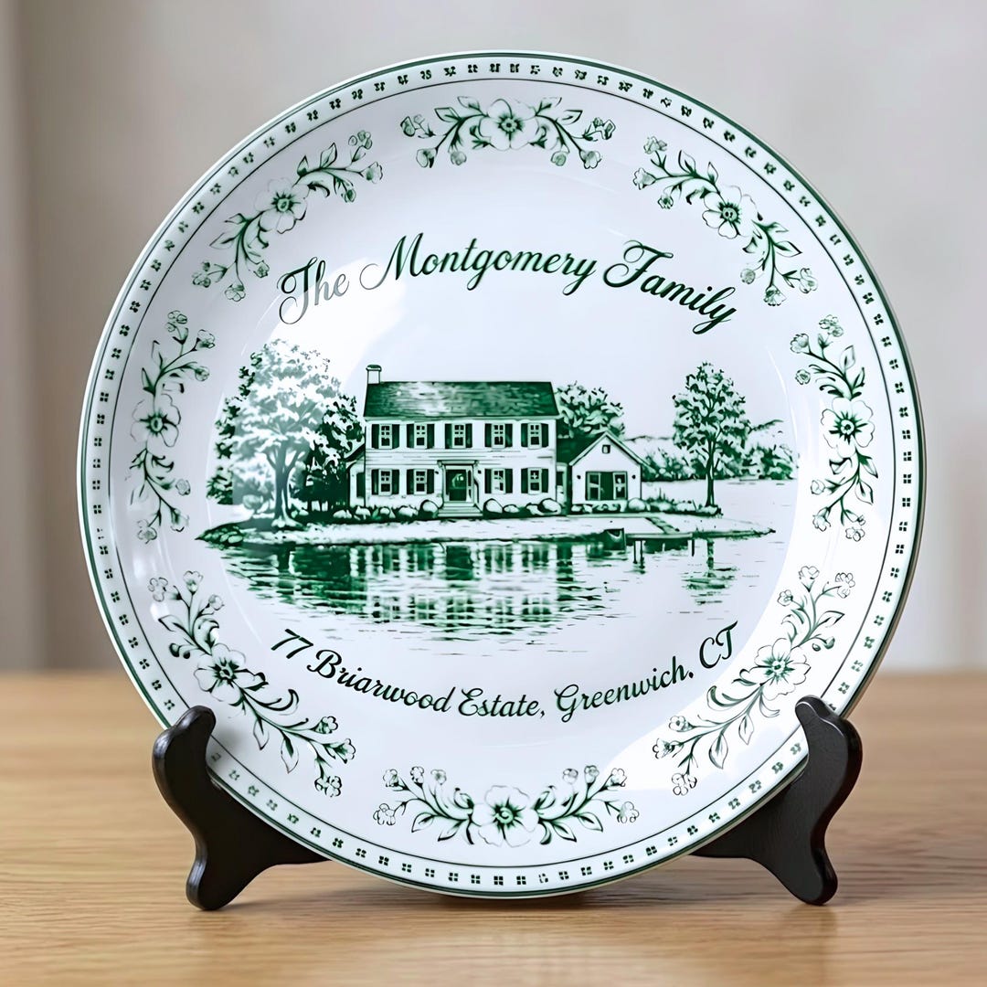 Custom House Portrait Plate Personalized, Home Address Plate, House ...