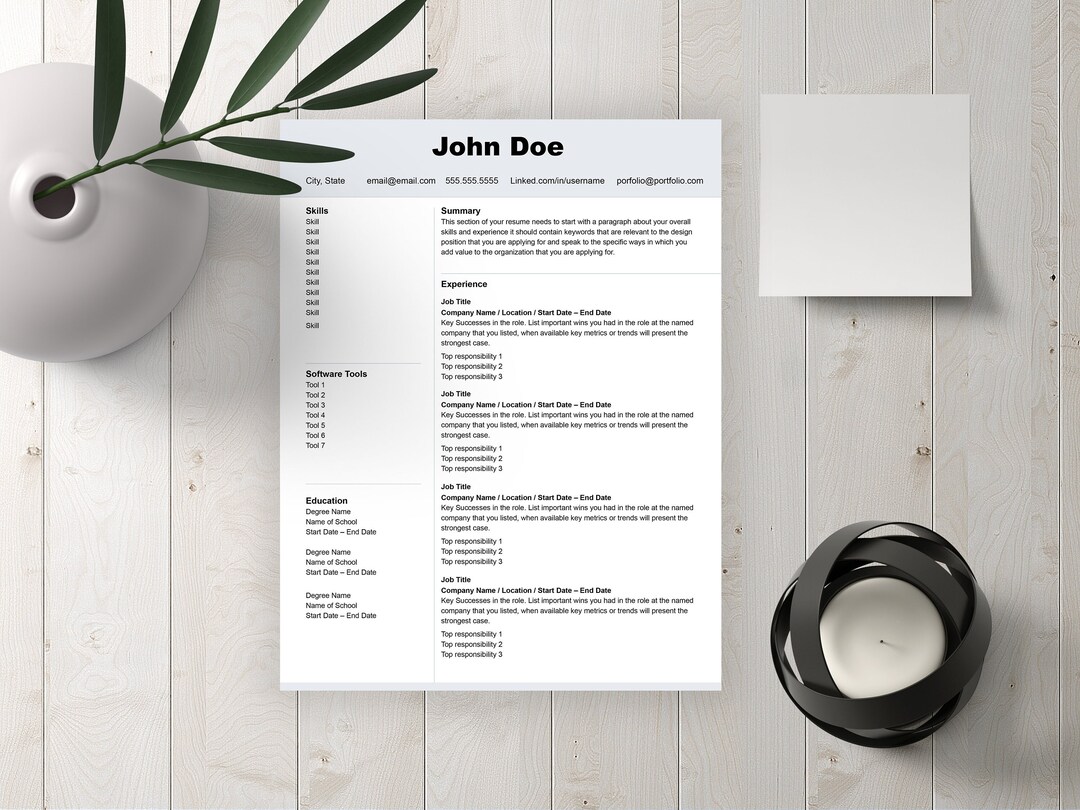 Elevate Your Resume Game: Sleek and Simple Template for Professionals ...