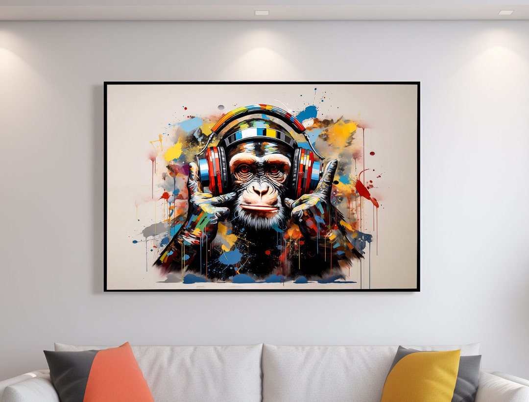 Pop Culture Monkey Print Art: Vibrant Canvas Wall Art for the Modern Home Décor With Monkey ...