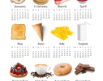 2025 Calendar Ice Cream Theme Digital Printable A4 - Etsy