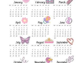 Calendar Year 2024 Minimal Tulip Watercolor View - Etsy