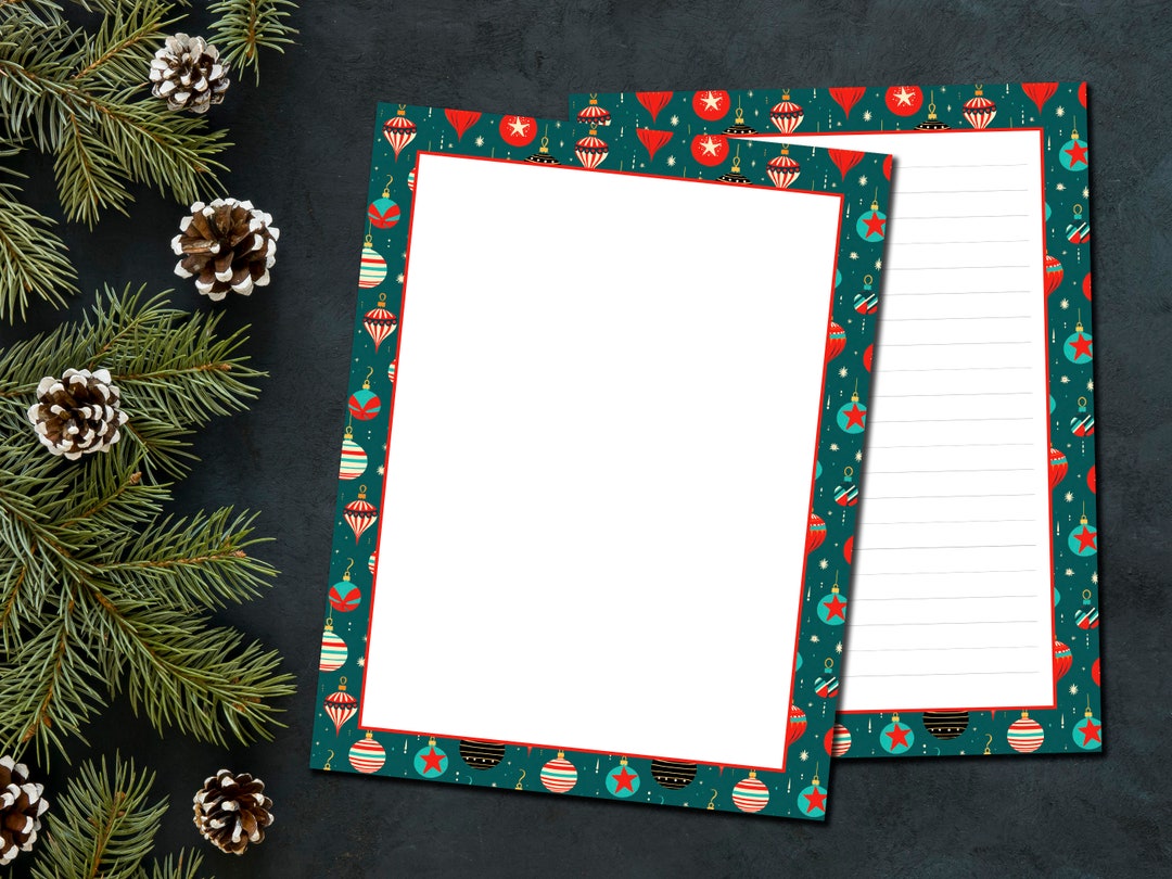 Printable Christmas Stationery Digital Download - Christmas Ornaments ...