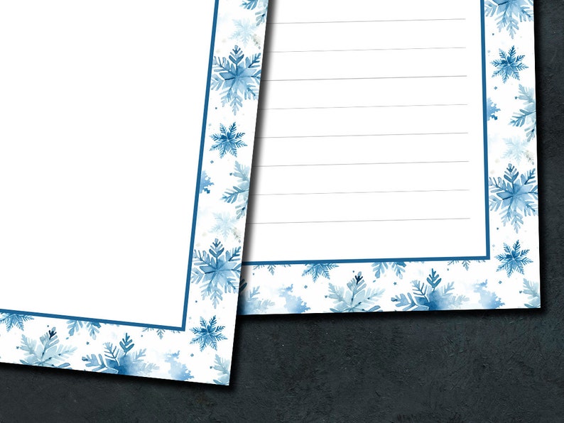 Printable Christmas Stationery Digital Download - Watercolor Snowflakes ...