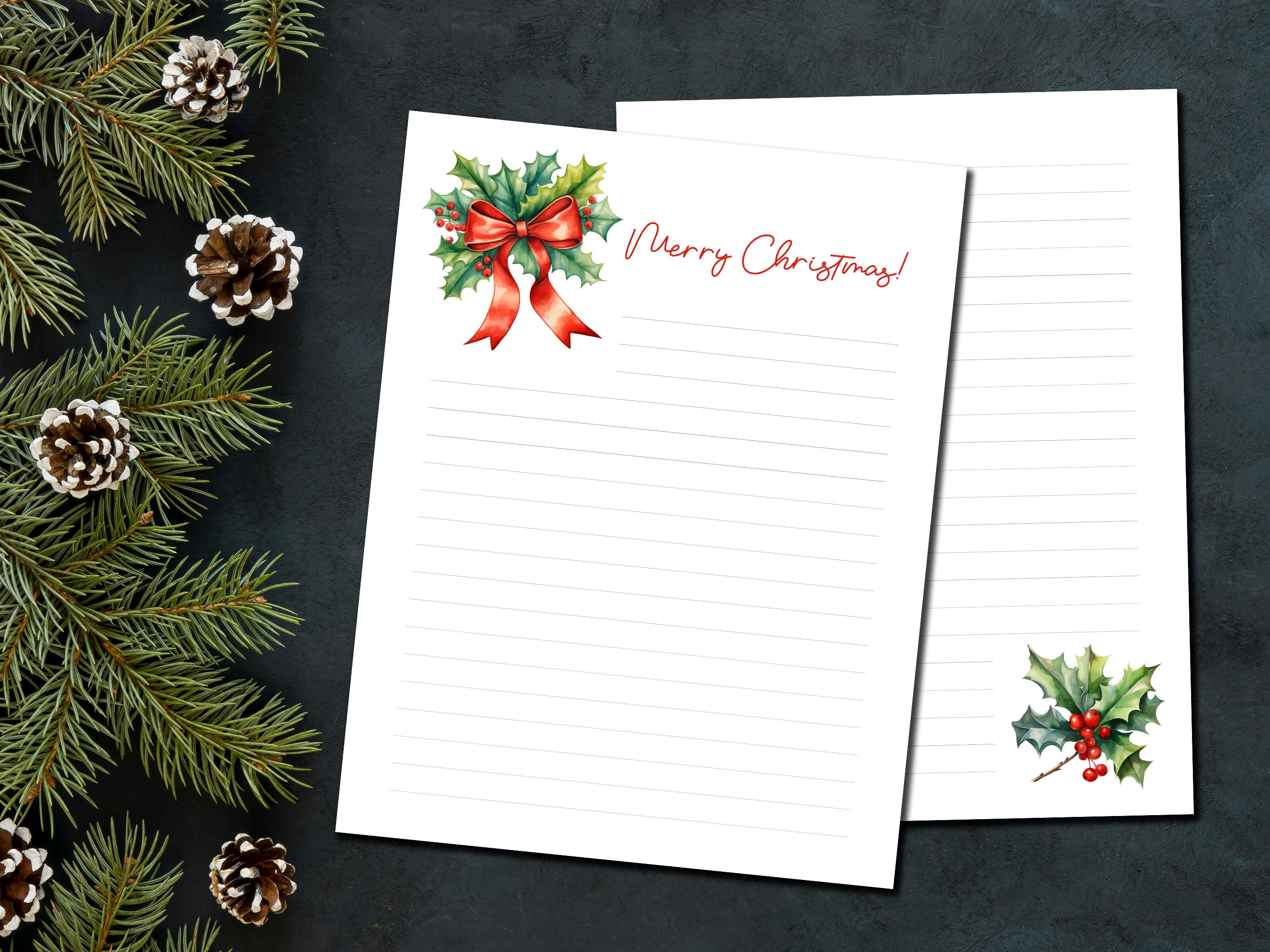 Printable Christmas Stationery Digital Download - Merry Christmas ...