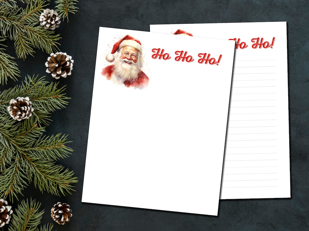 Printable Christmas Stationery Digital Download - Ho Ho Ho Letter Paper ...