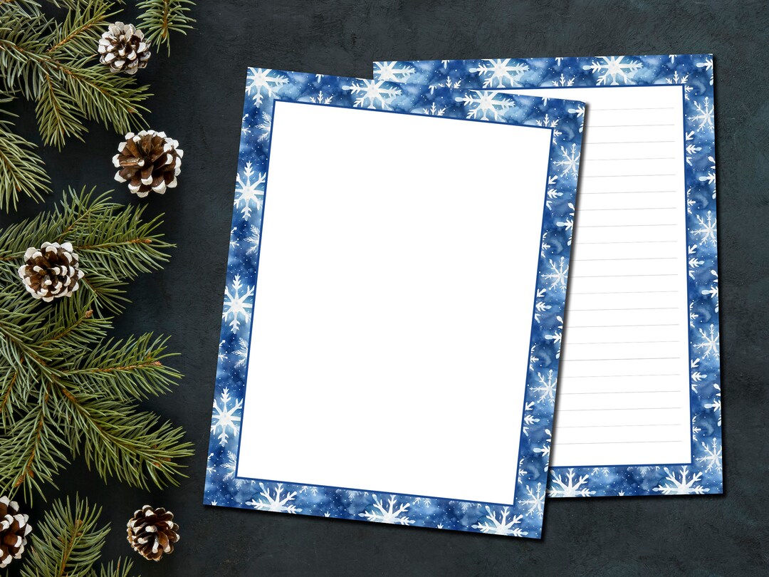 Printable Christmas Stationery Digital Download - Watercolor Snowflakes ...