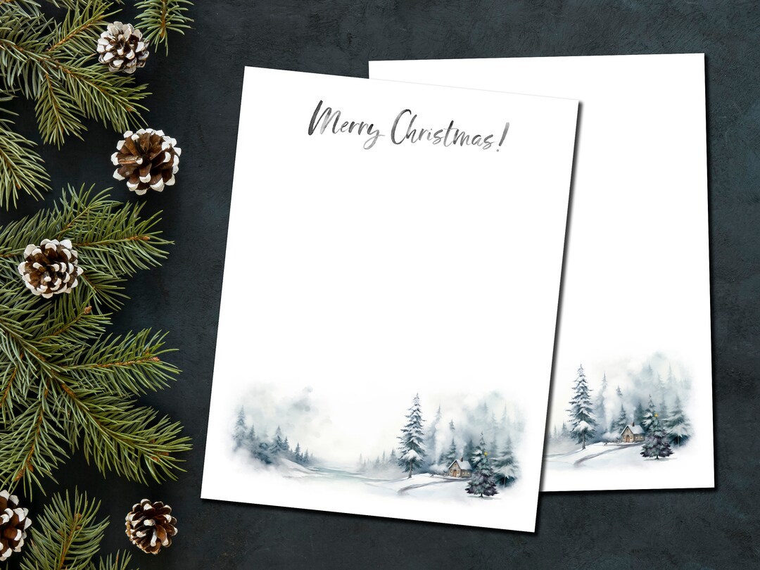 Printable Christmas Stationery Digital Download - Merry Christmas ...